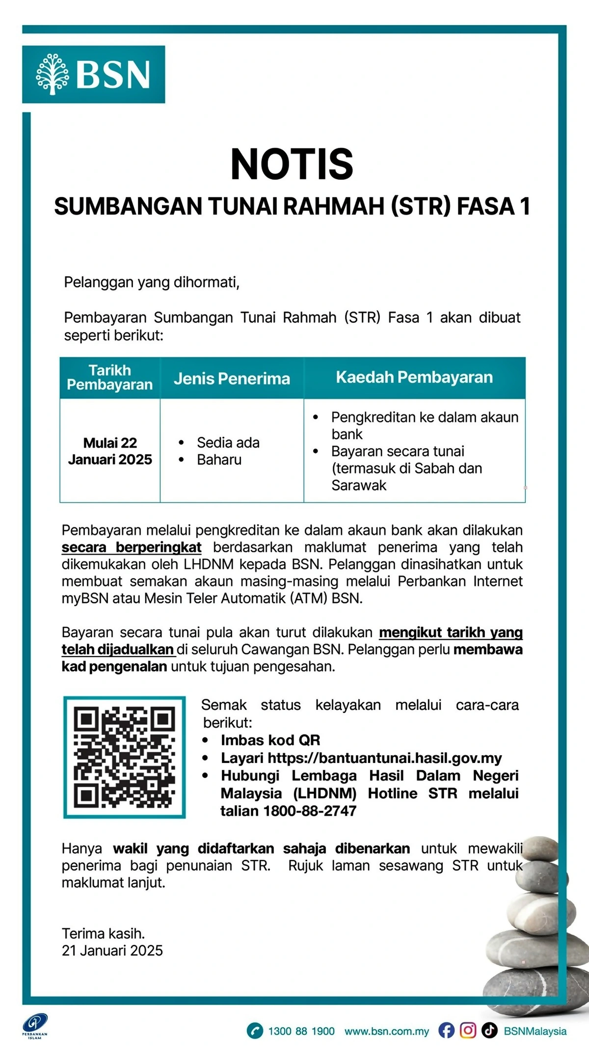 Jadual STR 2025: Tarikh Bayaran Bantuan Fasa 1, 2, 3 & 4