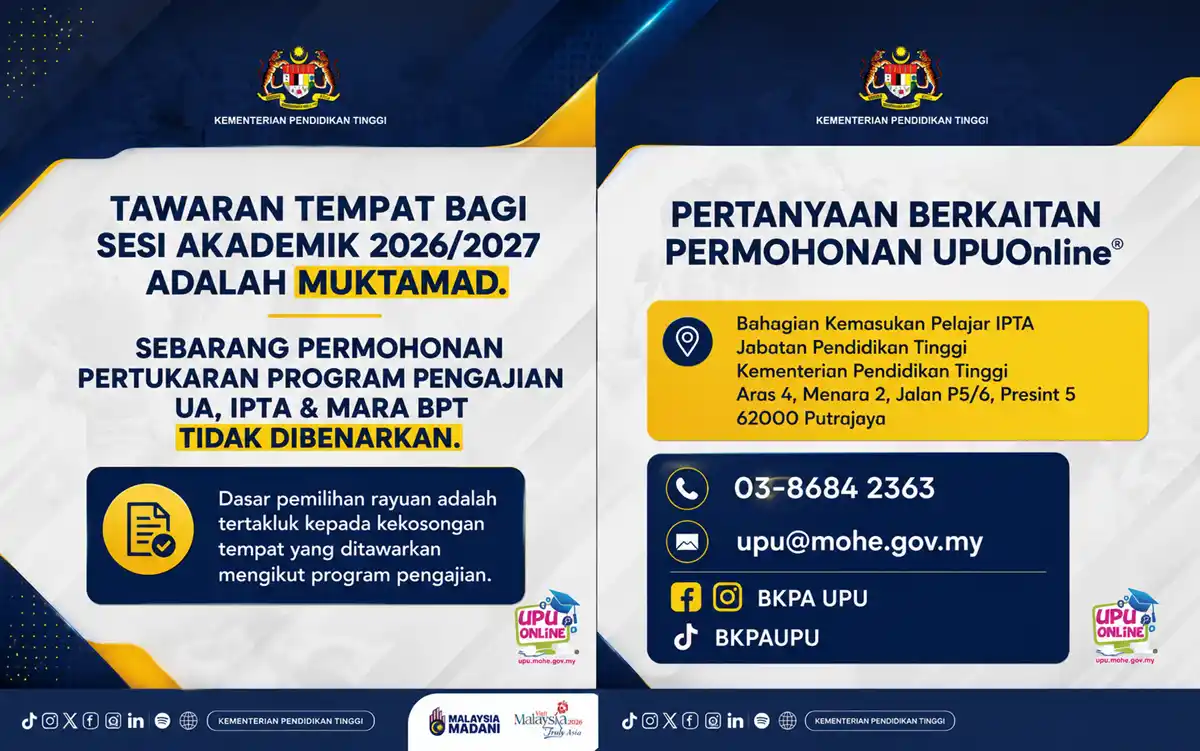 Tarikh & Semakan Keputusan UPU 2026-2027: Tawaran Online