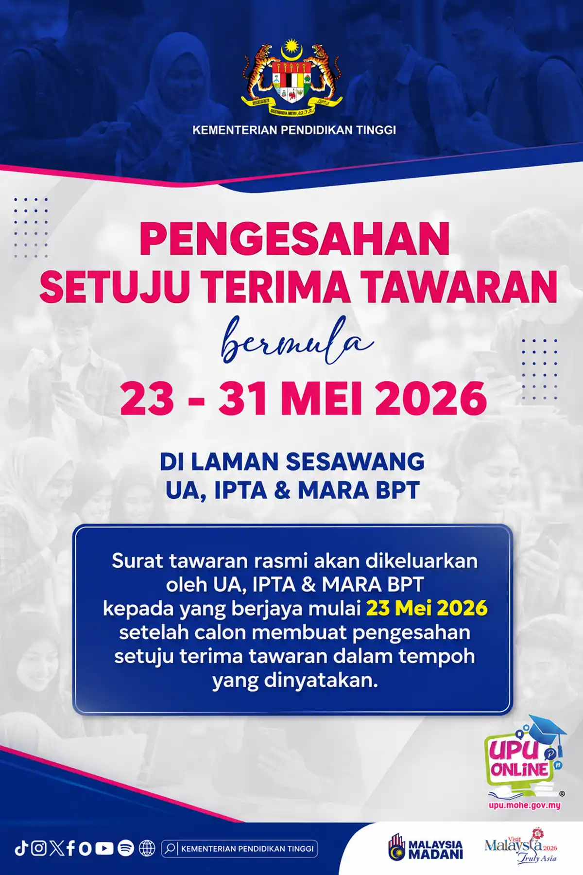 Tarikh & Semakan Keputusan UPU 2026-2027: Tawaran Online